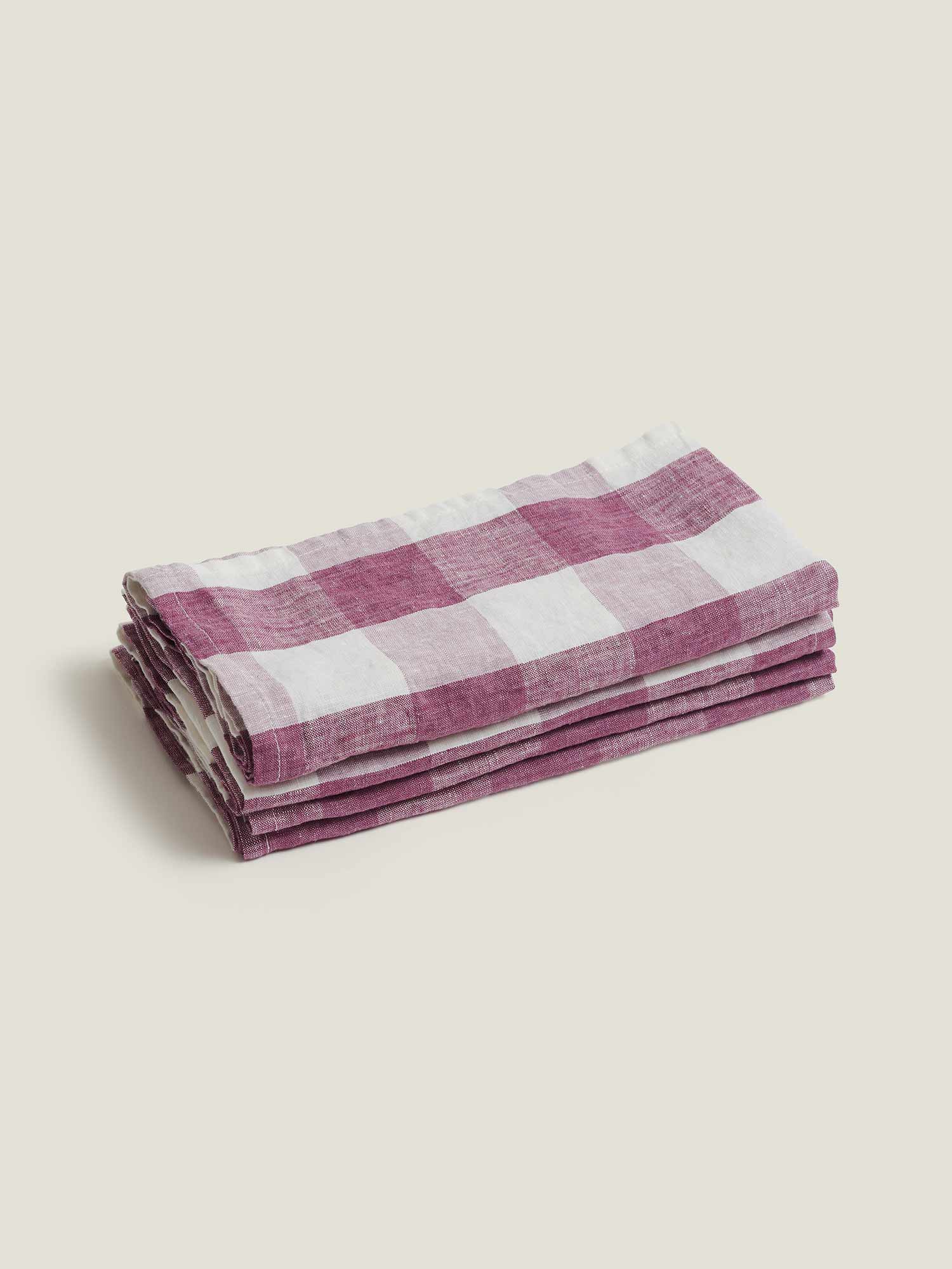 Carlotta & Gee – Linen Napkins in Lavender Check 4 Set - Jacka Design